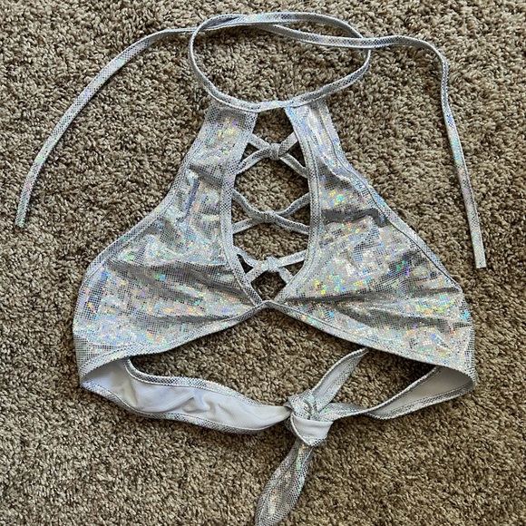 iHeartRaves | Tops | Iheartraves Silver Holographic Rave Top | Poshmark